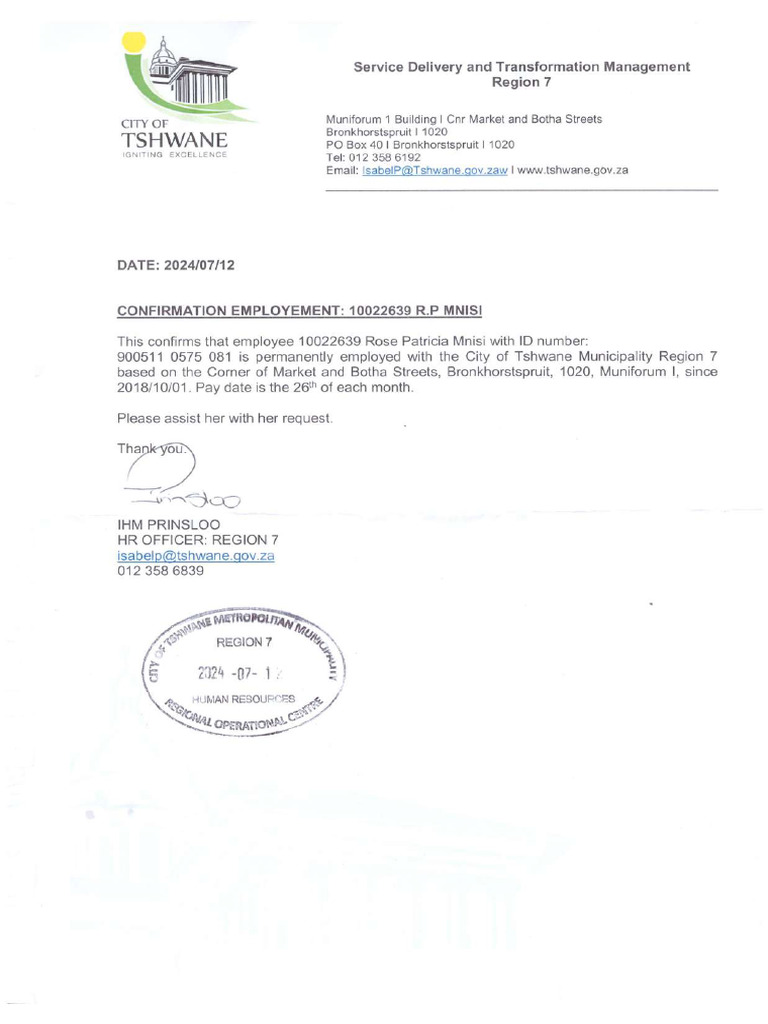 CONFORMATION LETTER | PDF