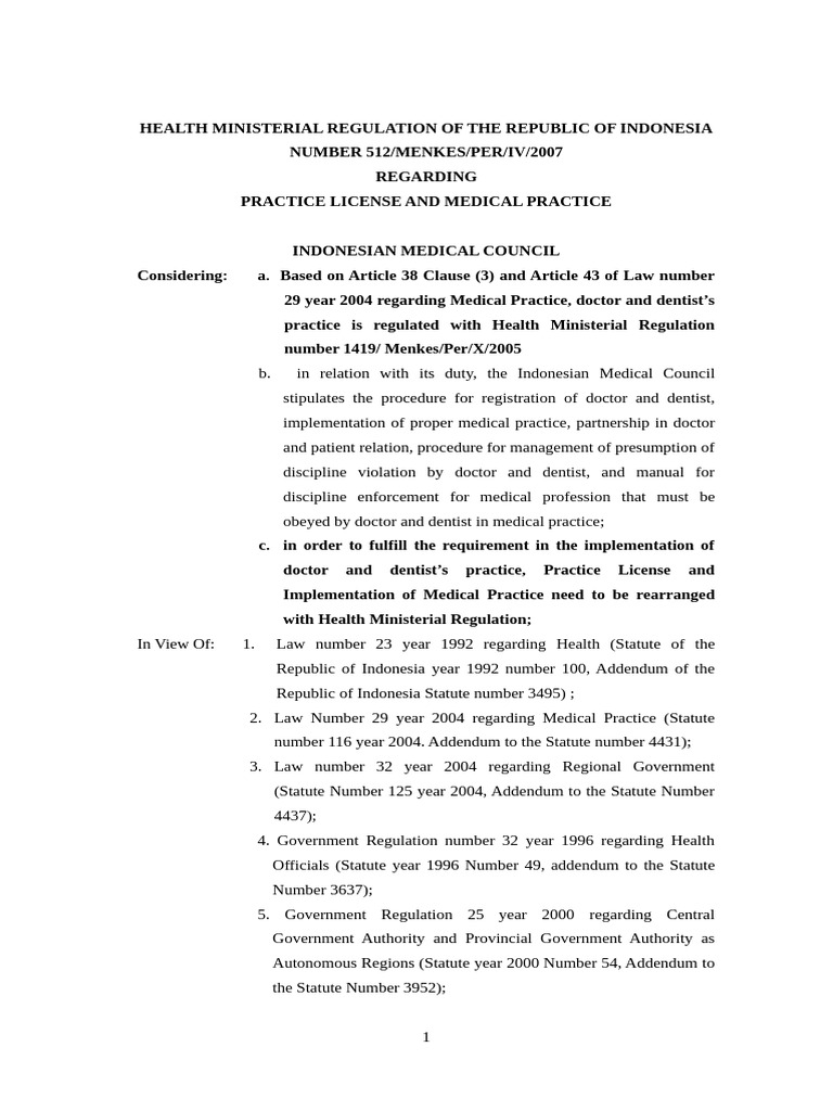 Health Ministerial Regulation of The Republic of Indonesia | PDF ...
