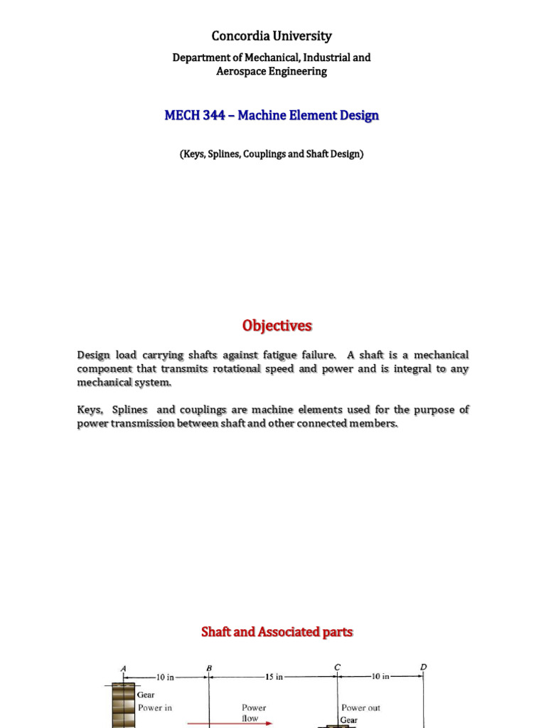 MECH344 - Lecture-5 Keys, Splines and Couplings-Shaft Design (Chapter ...