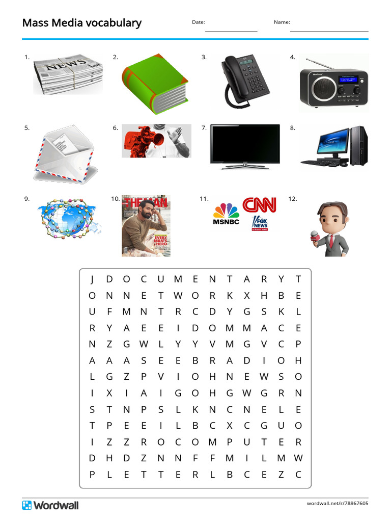 Mass Media Vocabulary Puzzle | PDF
