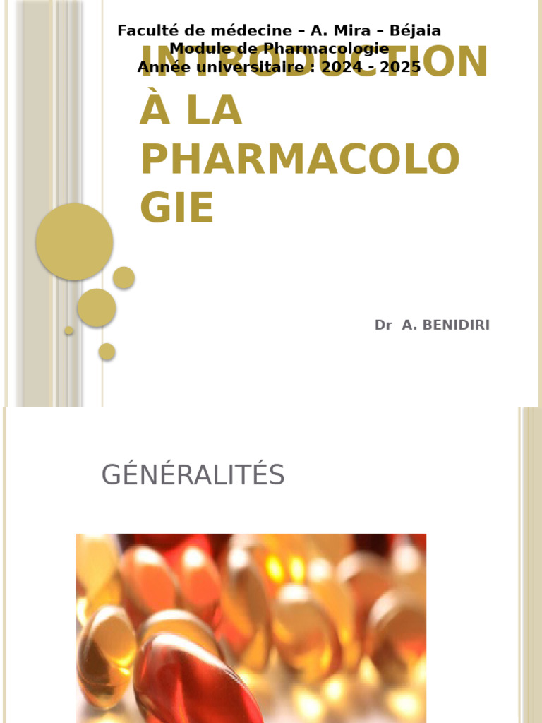 01-Introduction À La Pharmacologie | PDF | Pharmacologie | Médicament générique
