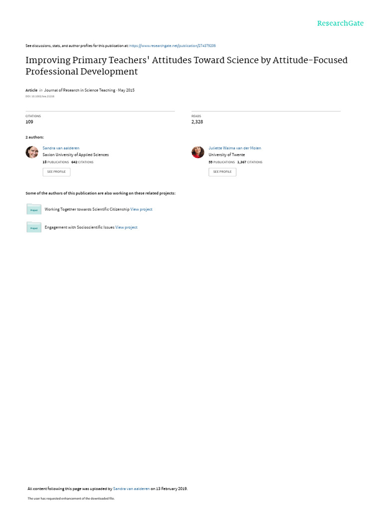 Improving_Primary_Teachers_Attitudes_Toward_Scien | PDF | Attitude ...