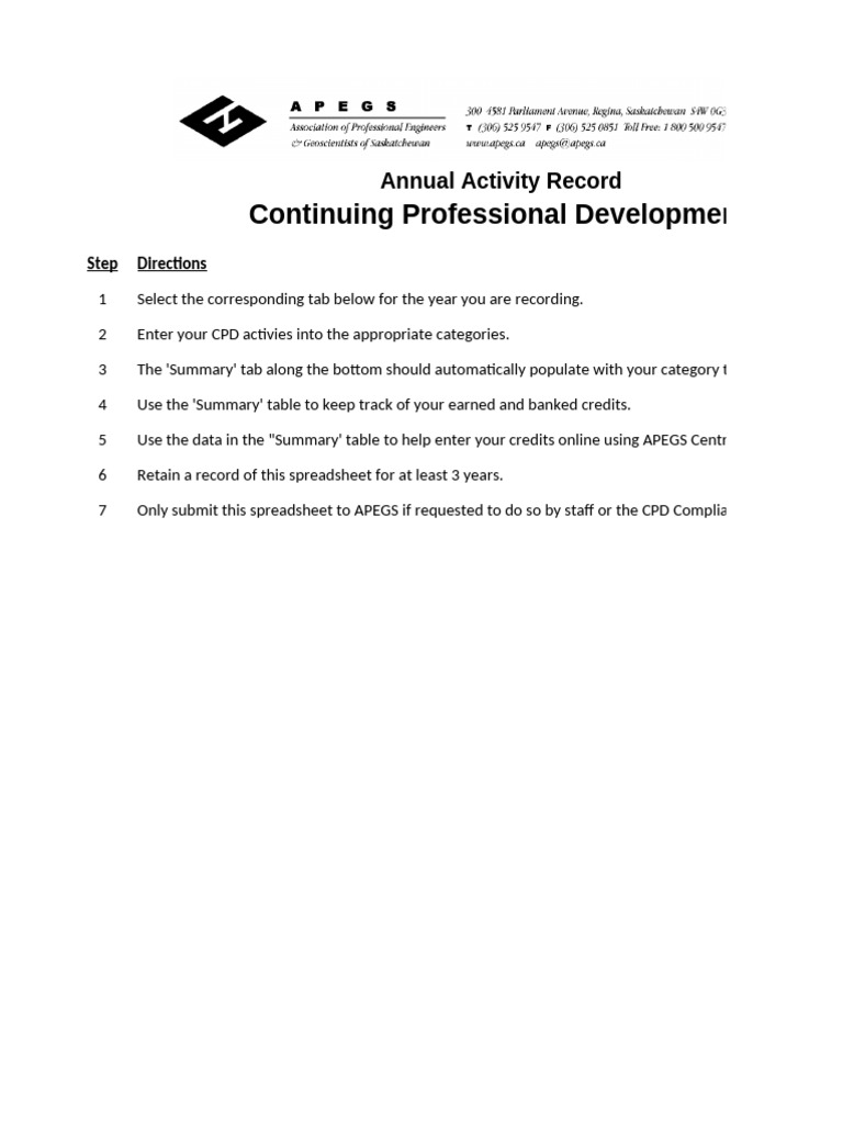 CPD Activity Tracker Template 2024 To 2028 1 | PDF | Professional ...