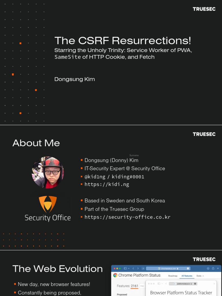 Dongsung Kim - The CSRF Resurrections! Starring the Unholy Trinity Service Worker of PWA ...