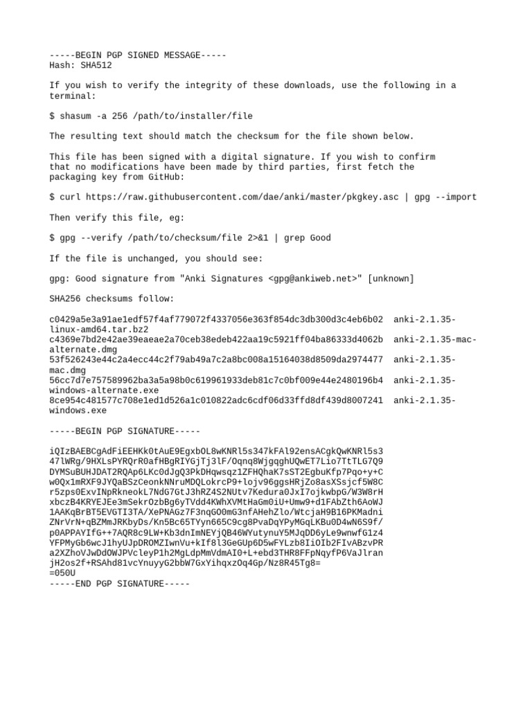 Anki-2 1 35-Checksums | PDF