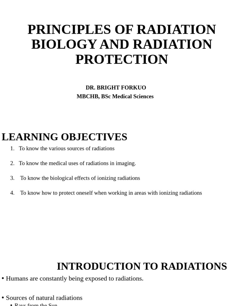 Radiation Biology and Protection Principles | PDF | Radiation | X Ray