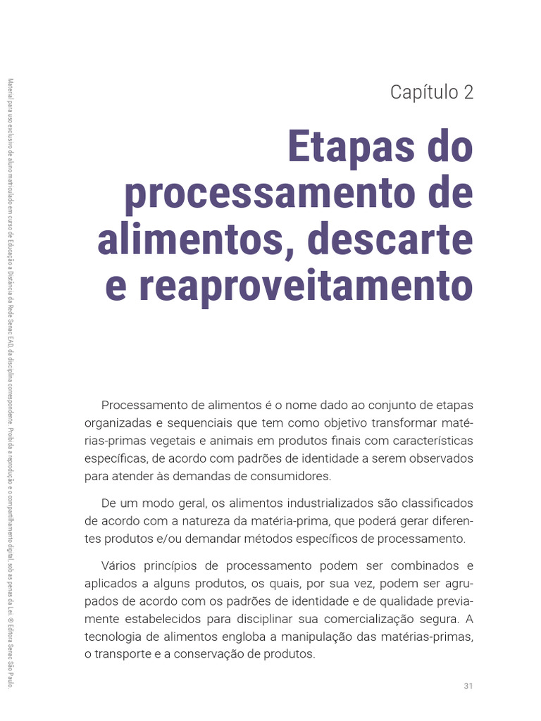 Etapas Do Processamento de Alimentos, Descarte e Reaproveitamento | PDF ...