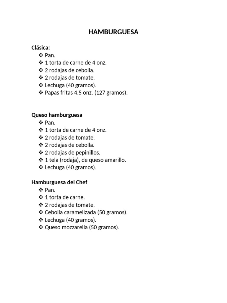 Hamburguesa Pdf Pancho Pizza