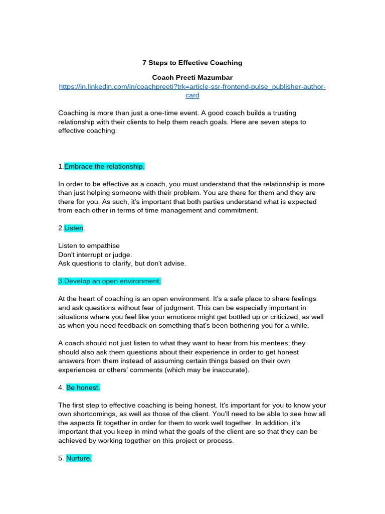 7 Steps to Effective Coaching | PDF | Insurance | Skill