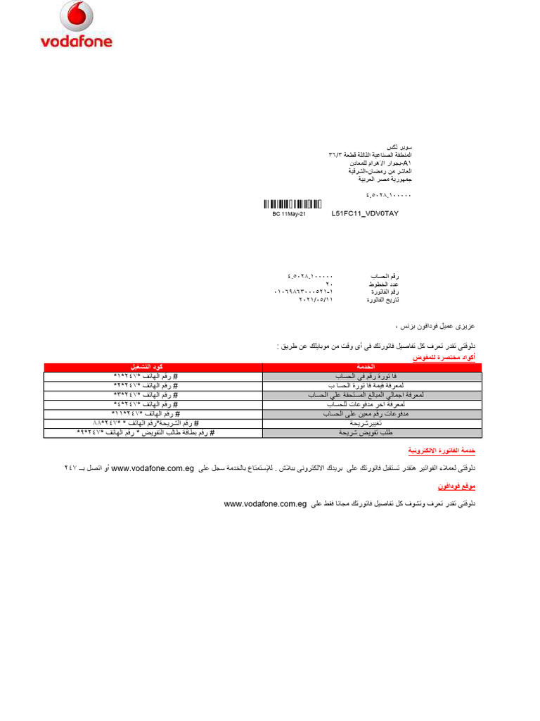 Vodafone Business Bill | PDF