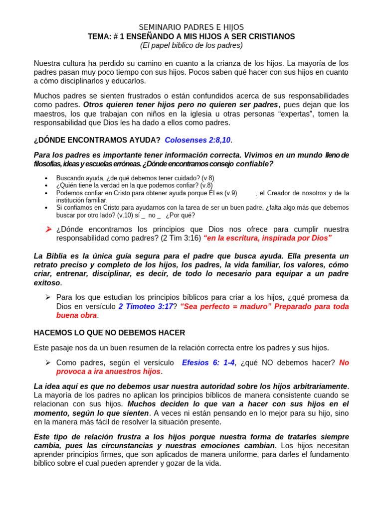 Bases Biblicas Para Educar A Los Hijos Actualizada Pdf Pecado Amor