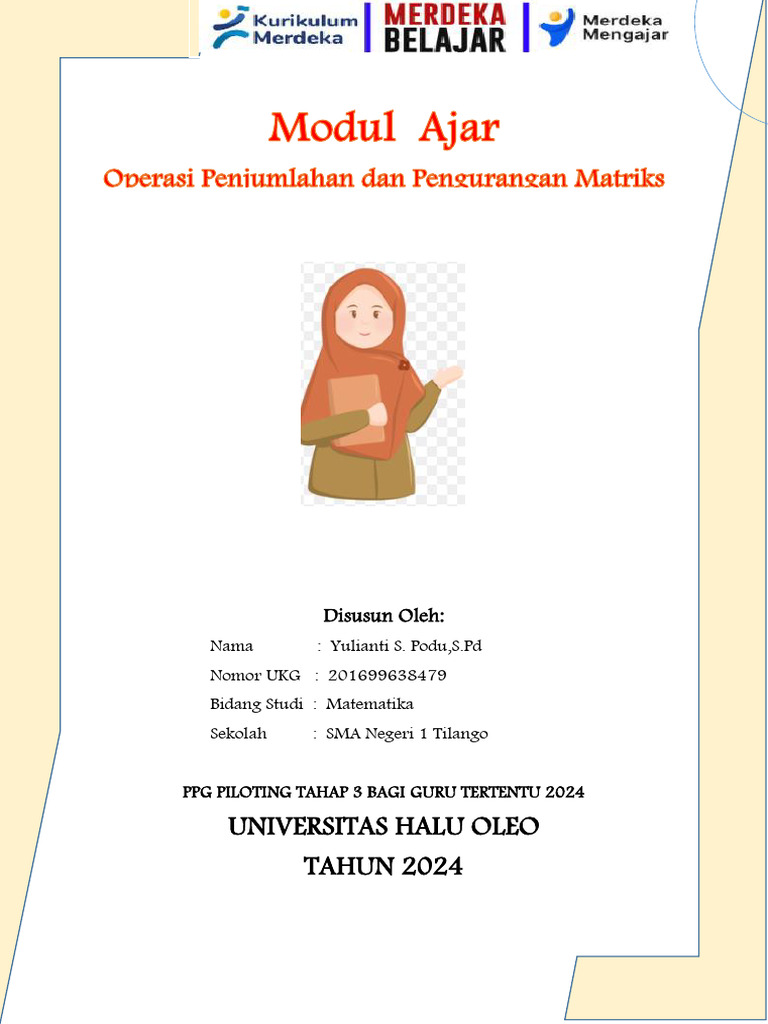 Modul Ajar Operasi Matriks Kelas XI | PDF