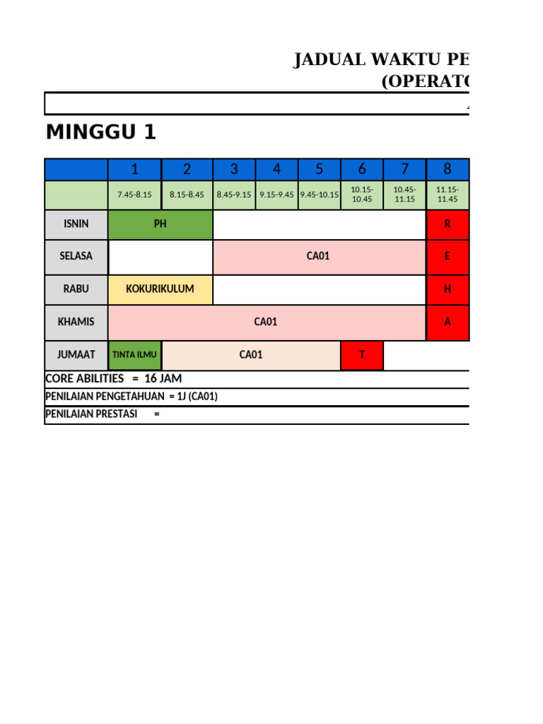 2. JADUAL LATIHAN MINGGUAN TAHAP 1 | PDF