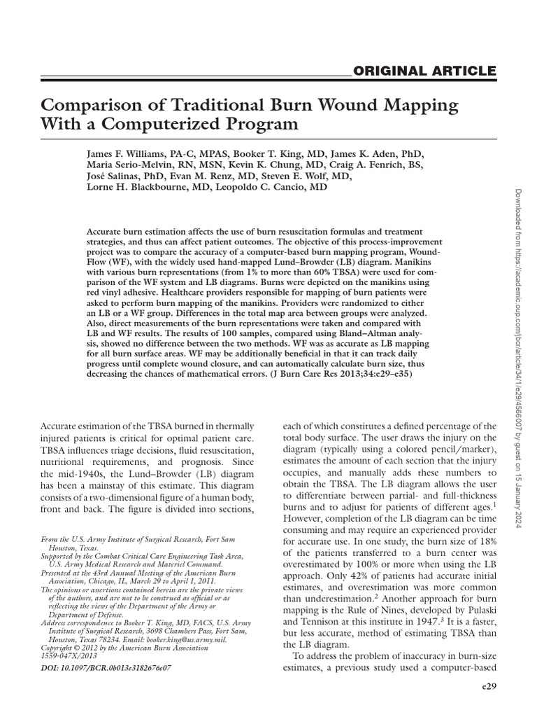 Comparison of Traditional Burn Wound Mapping With A Computerized ...