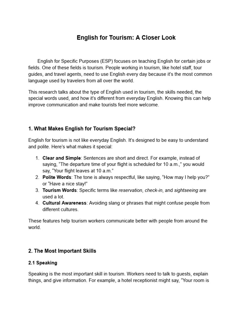Essential English for Tourism Skills | PDF | English Language | Tourism