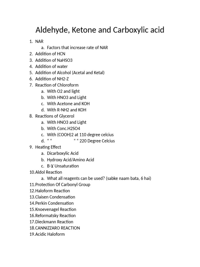 Aldehyde Ketone And Carboxylic Acid Pdf