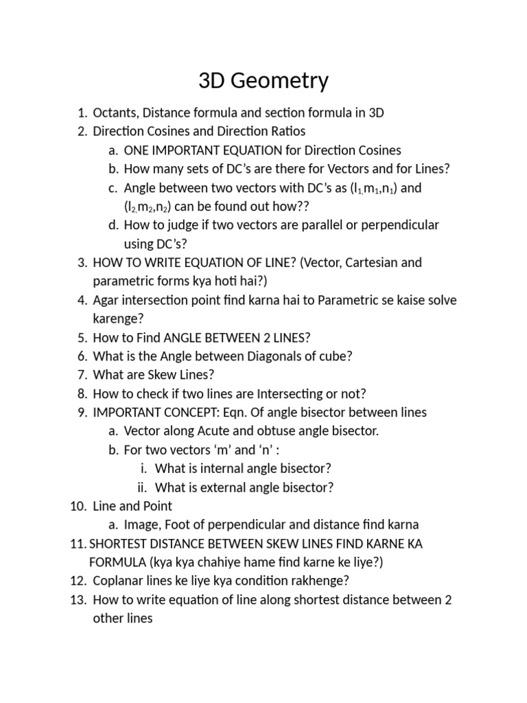 3D Geometry | PDF