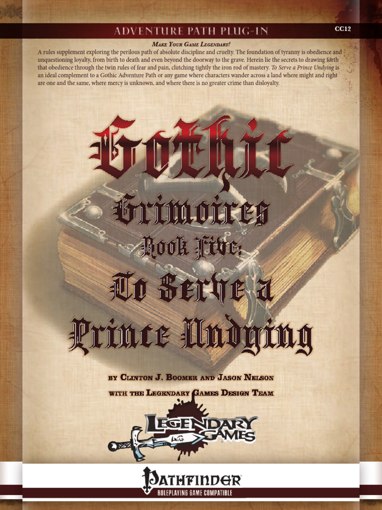 CC12 - Gothic Grimoires Book 5 - To Serve A Prince Undying | PDF | Copyright | D20 System