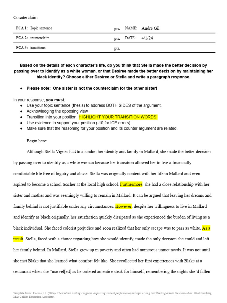 Andre Gil - VH part III Claim_counterclaim template | PDF