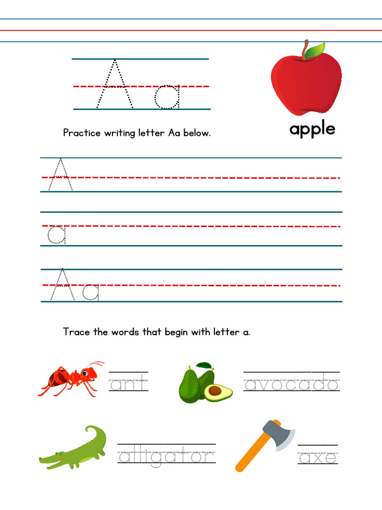 Writing Letter Aa Worksheet | PDF
