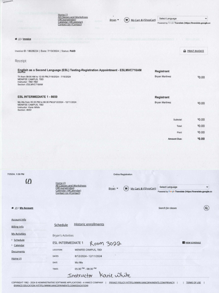 ESL Class Schedule Copy ? | PDF