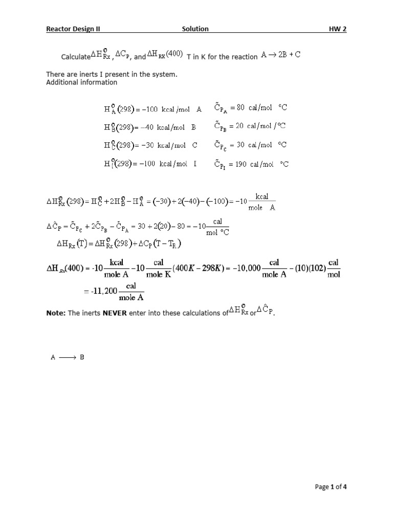HW2 Solution | PDF | Physical Sciences | Process Engineering