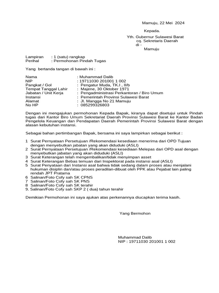 PERMOHONAN PINDAH | PDF