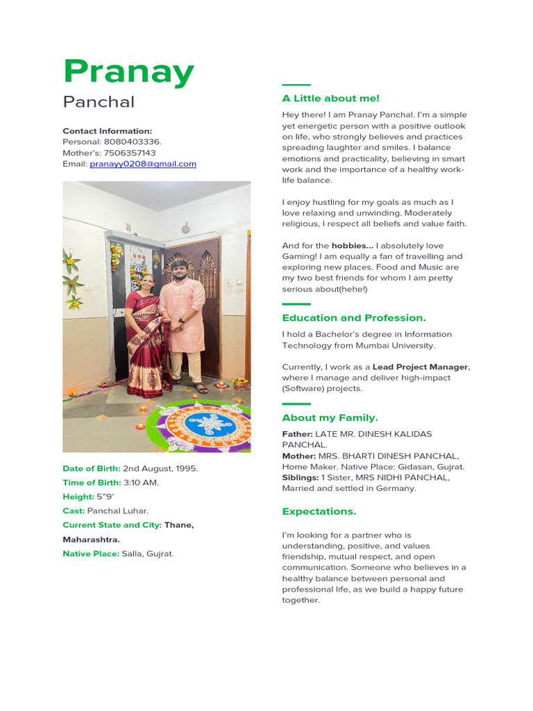 Pranay Panchal - Bio Data_PDF | PDF | Psychology | Social Psychology