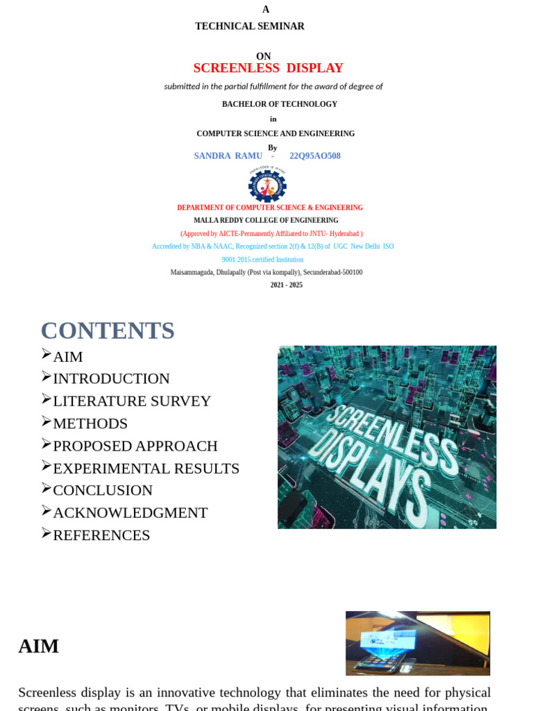 Screenless Display Technology Seminar | PDF | Augmented Reality ...