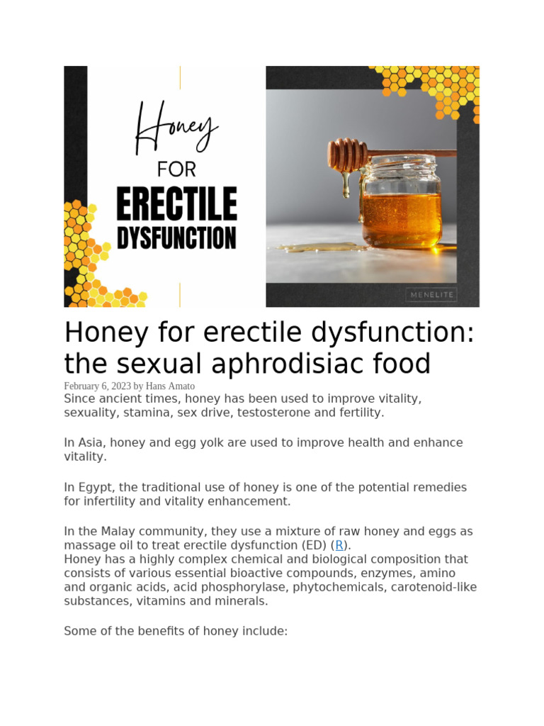 Honey's Role in Erectile Dysfunction Relief | PDF | Testosterone ...