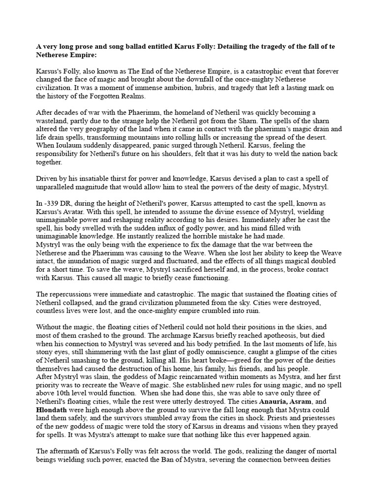 Karsus Folly - The Fall of Teh Netehrese | PDF | Forgotten Realms