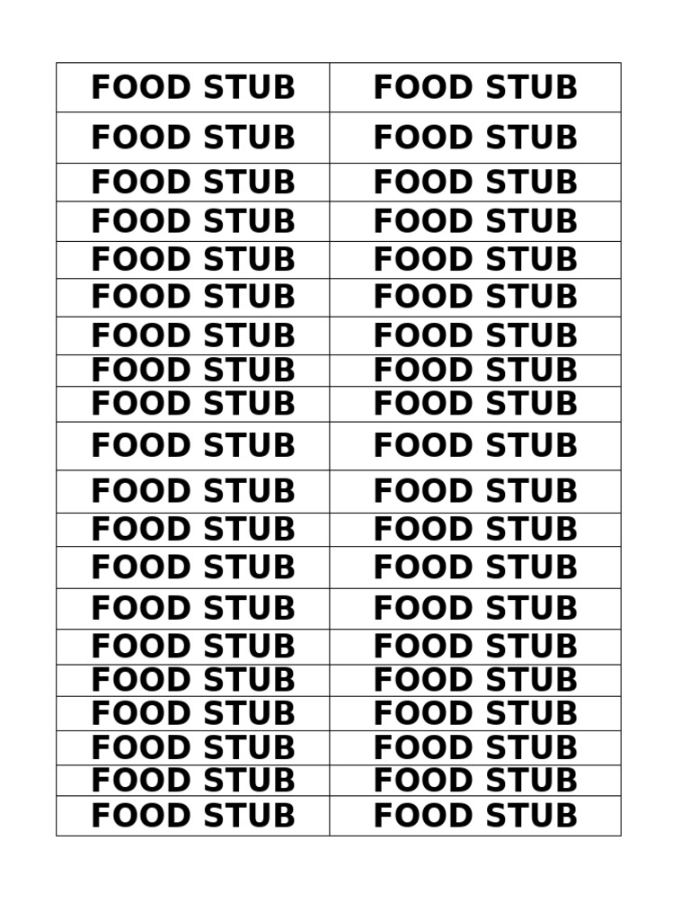 Food Stub Anniversary | PDF