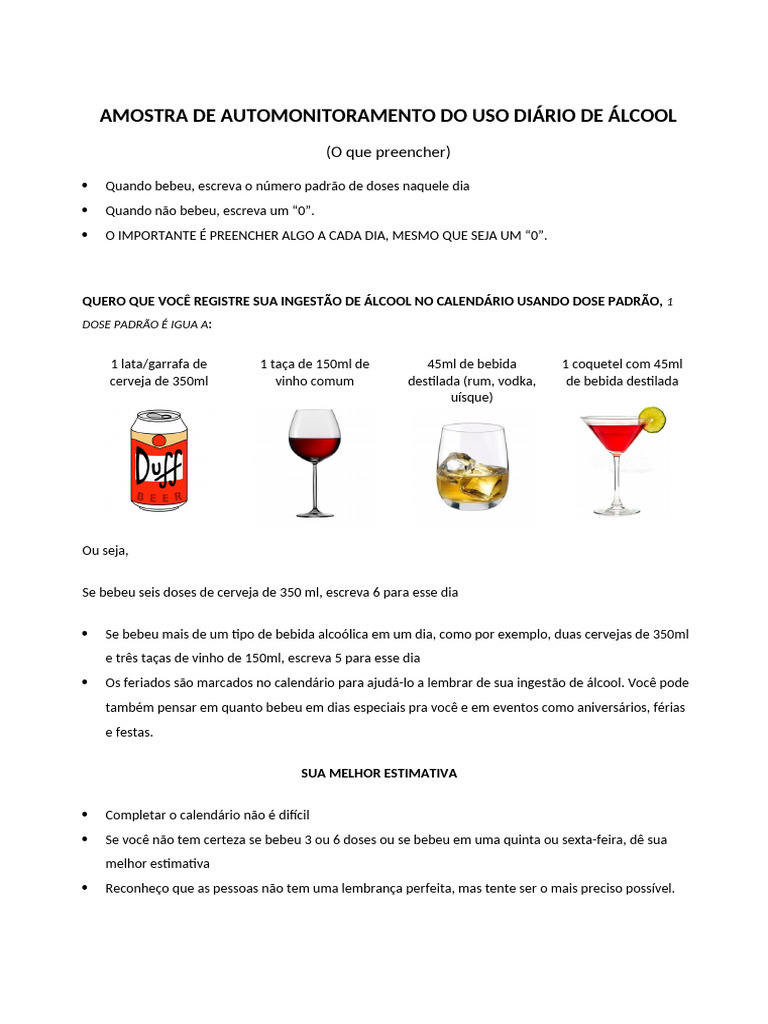 Monitoramento Diário de Consumo de Álcool | PDF