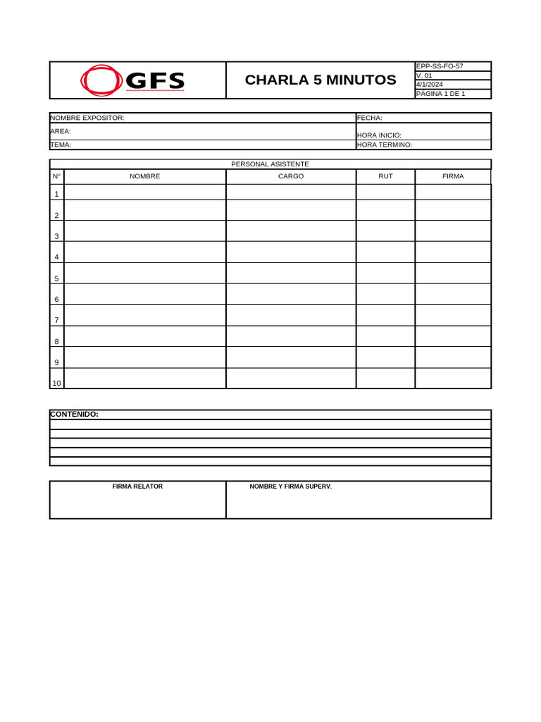 Formato Charla 5 Minutos | PDF