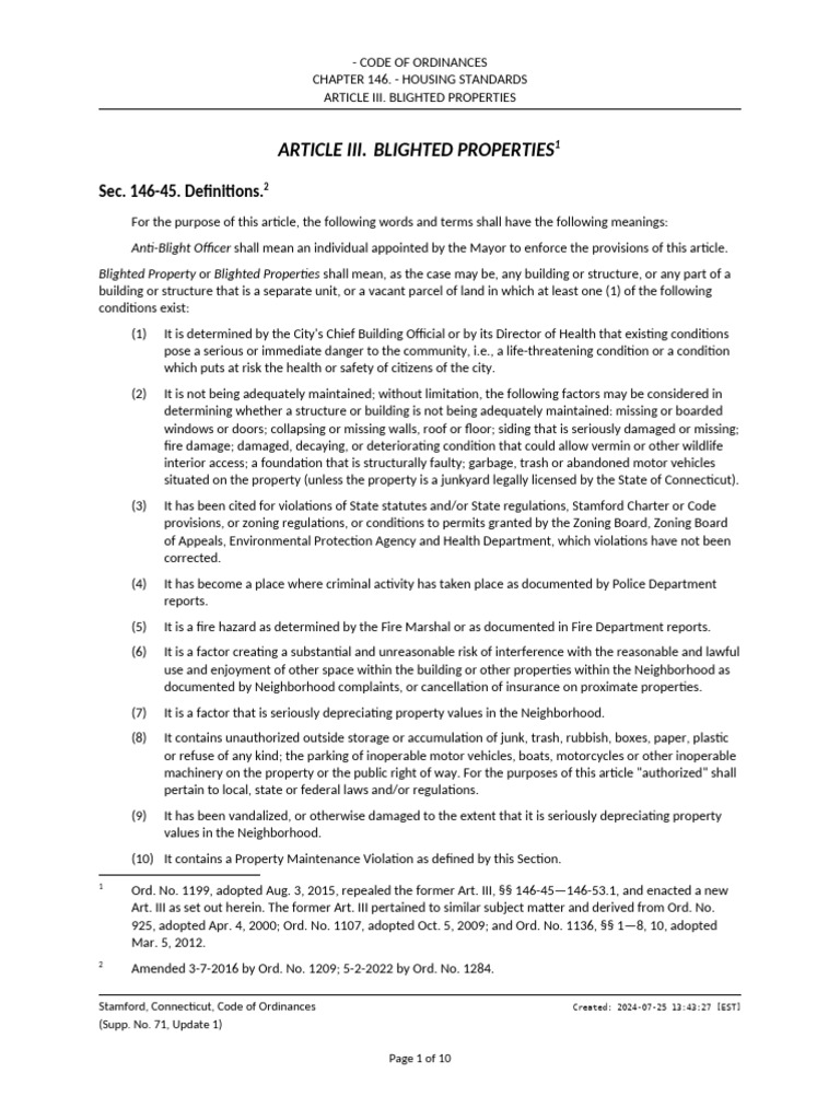 Article III. Blighted Properties | PDF | Fine (Penalty) | Judgment (Law)