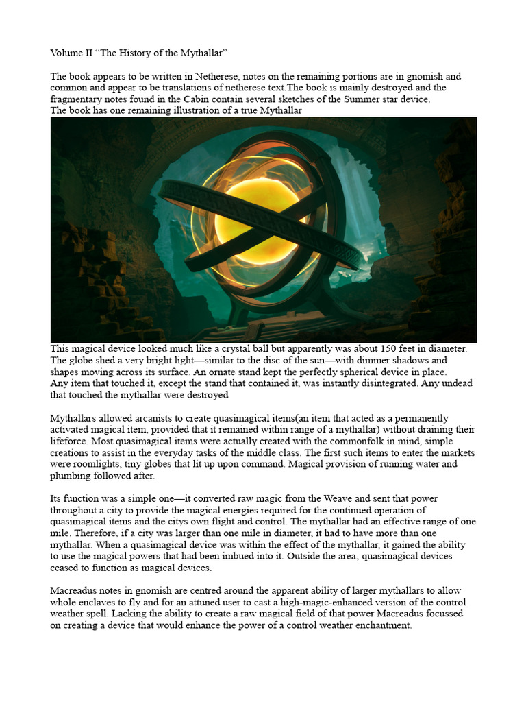 Volume II The Histiry of The Mythallar and Macreadus Notes | PDF