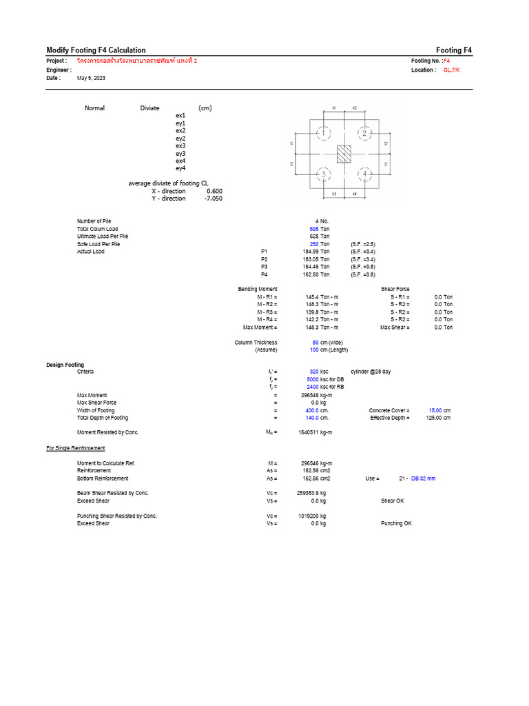 Modified Footing F4 (GL.7-K) - 05-05-2023 | PDF | Continuum Mechanics ...