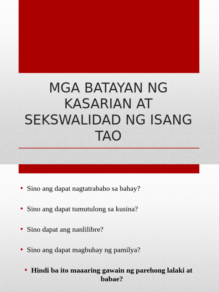 Mga Batayan NG Kasarian at Sekswalidad NG Isang | PDF