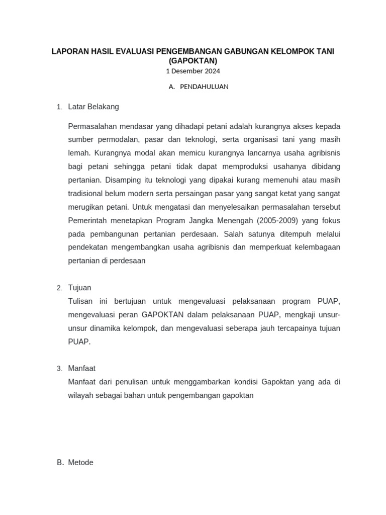 Lap Hasil Evaluasi Pengembangan Gapoktan Tw. Iv | PDF