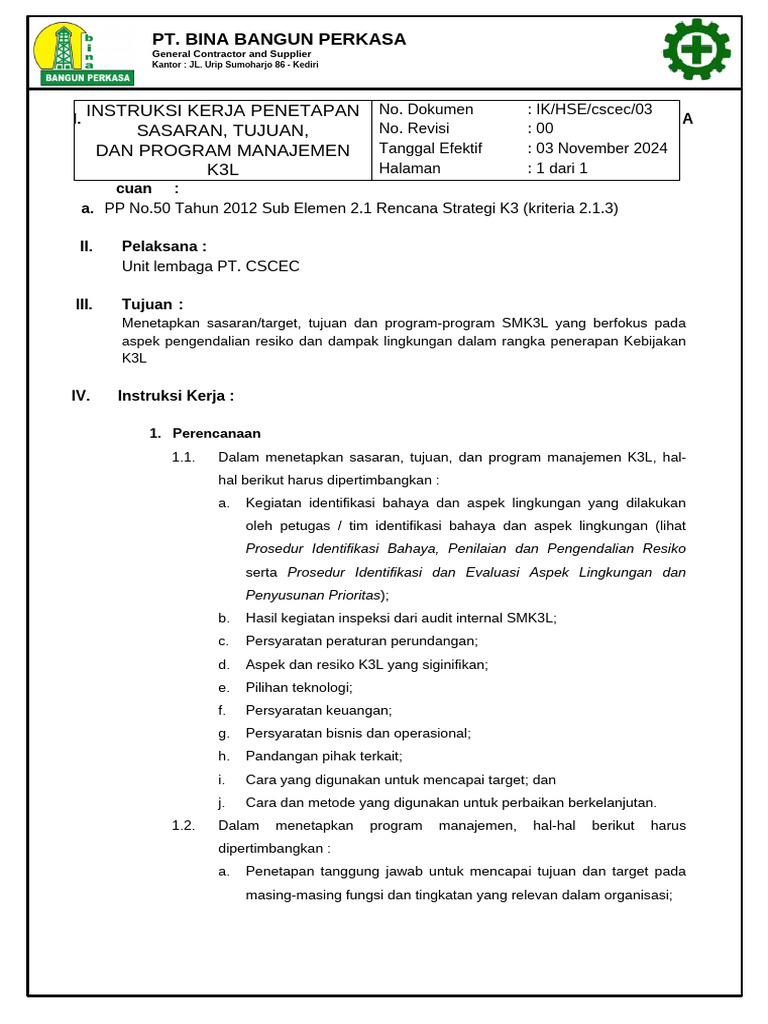 IK_HSE_BBP03 _PENETAPAN SASARAN TARGET PROGRAM | PDF