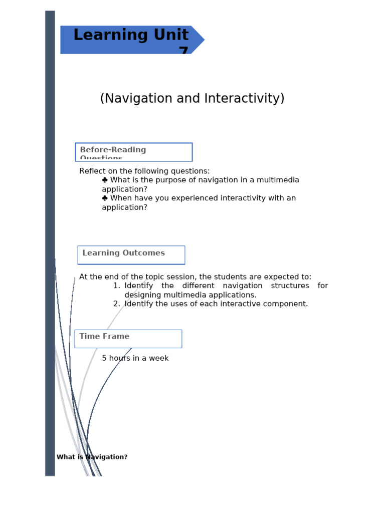 Lesson 7 - Navigation and Interactivity | PDF | Menu (Computing) | Button (Computing)