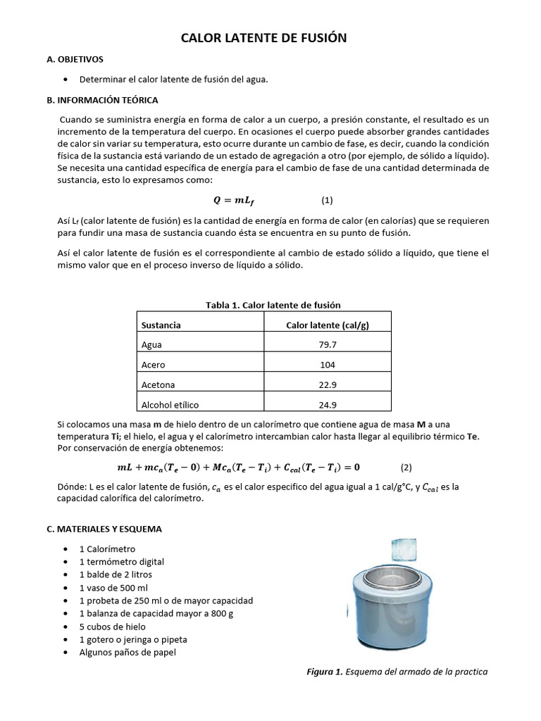 Calor Latente de Fusion | PDF | Calor | Calor latente
