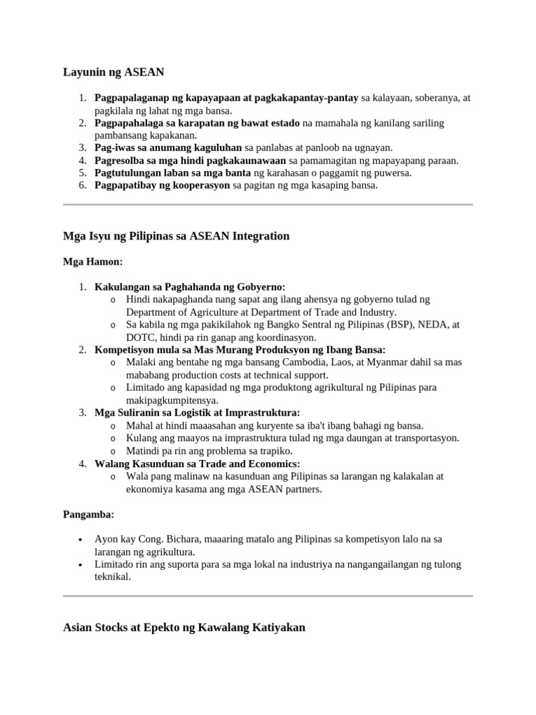 Layunin NG ASEAN | PDF