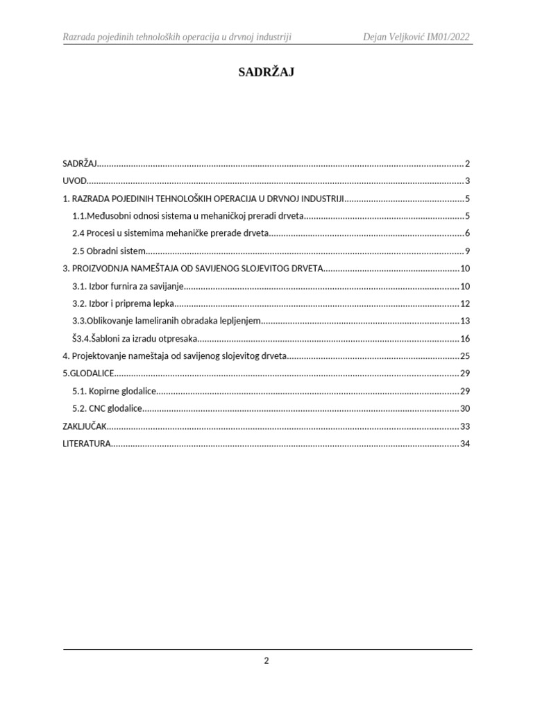 Razrada Pojedinih Tehnoloskih Operacija - 20.06 | PDF