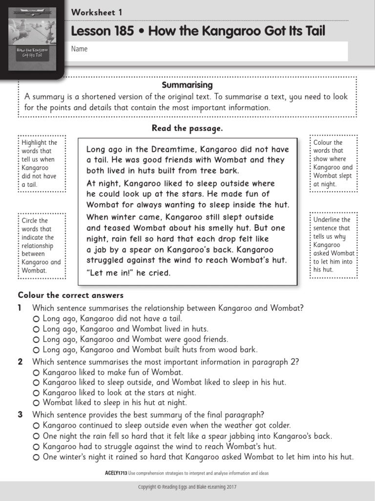 Year 6 Comprehension Worksheet 05 | PDF