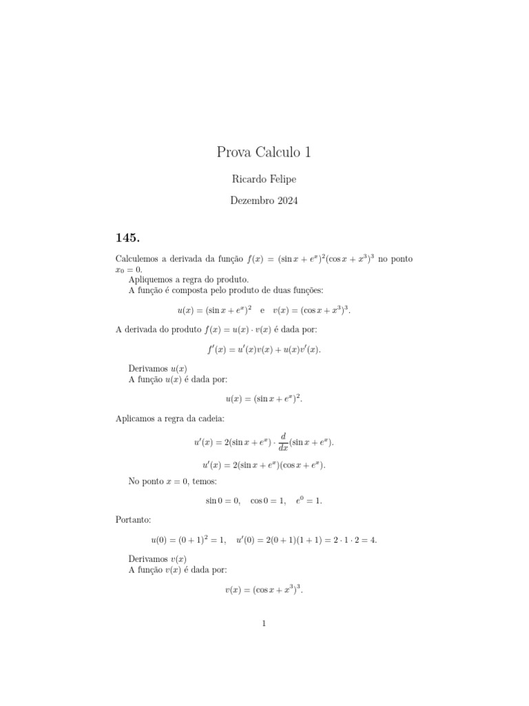 Prova_Calculo_2 | PDF | Derivado | Cálculo
