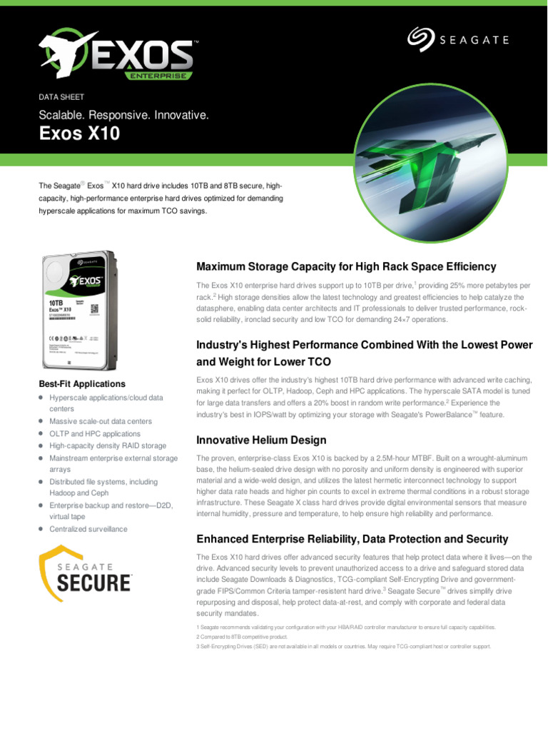 Exos X 10DS1948 1 1709US en - US | PDF | Hard Disk Drive | Byte