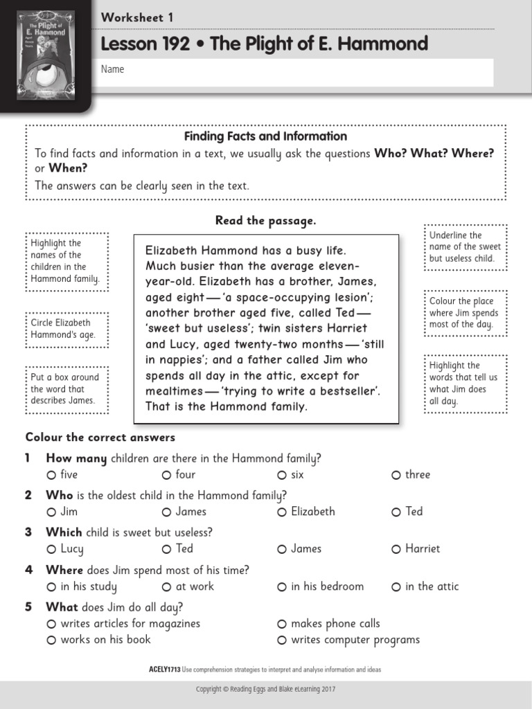 Year 6 Comprehension Worksheet 12 | PDF