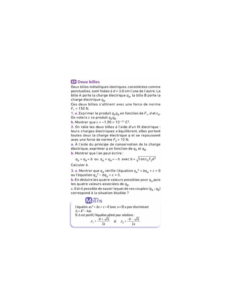 Exercice 2 PC 1 Ère | PDF