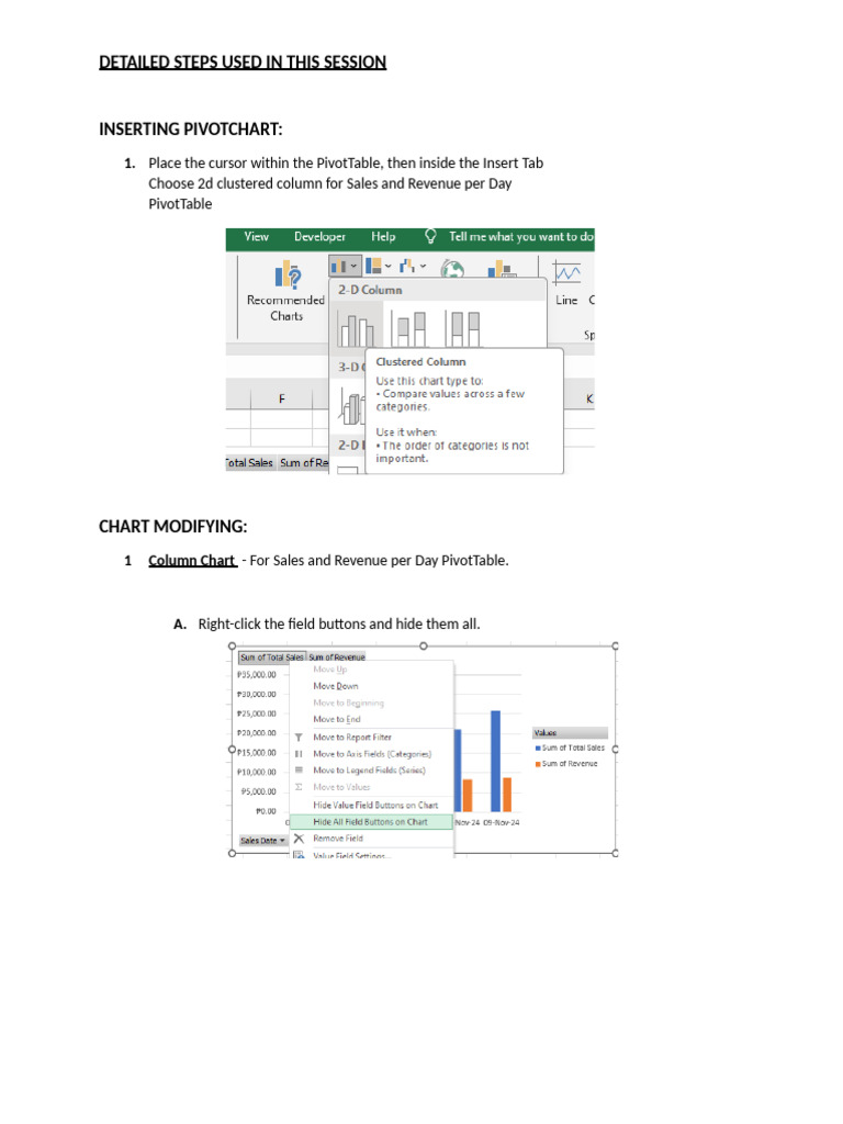 PivotChart Insertion & Modification Guide | PDF